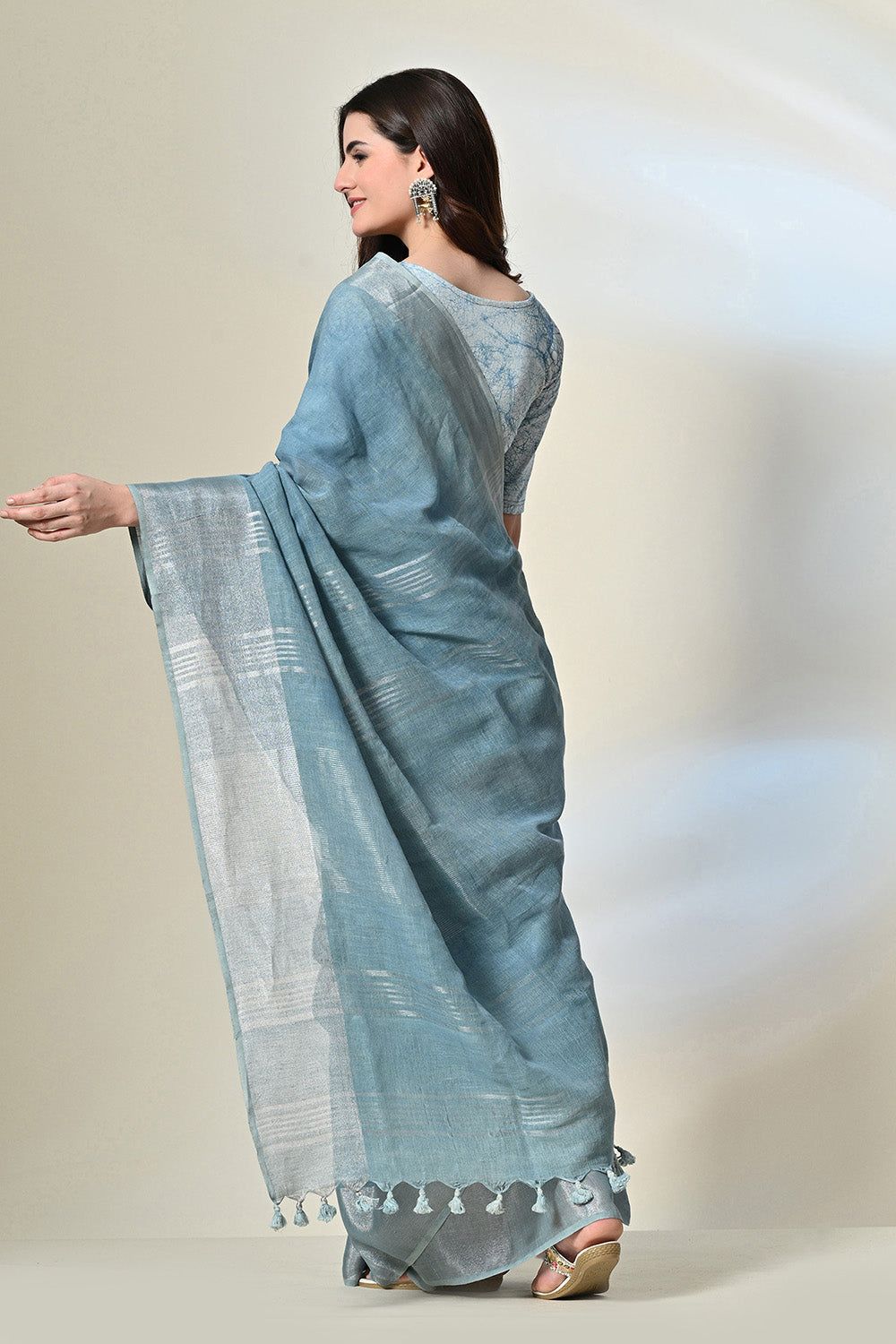 Shop Neeli Dyed Saree Online - Traditional Natural Indigo Linen Saree